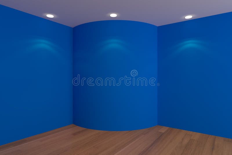 Empty Corner Room Blue Curve Wall Stock Illustration - Illustration of ...