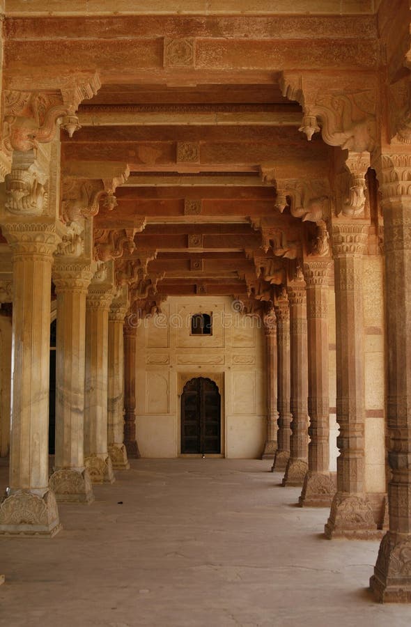 Empty Corridor In An Abandoned Amber Fort. India Stock Image - Image of ...