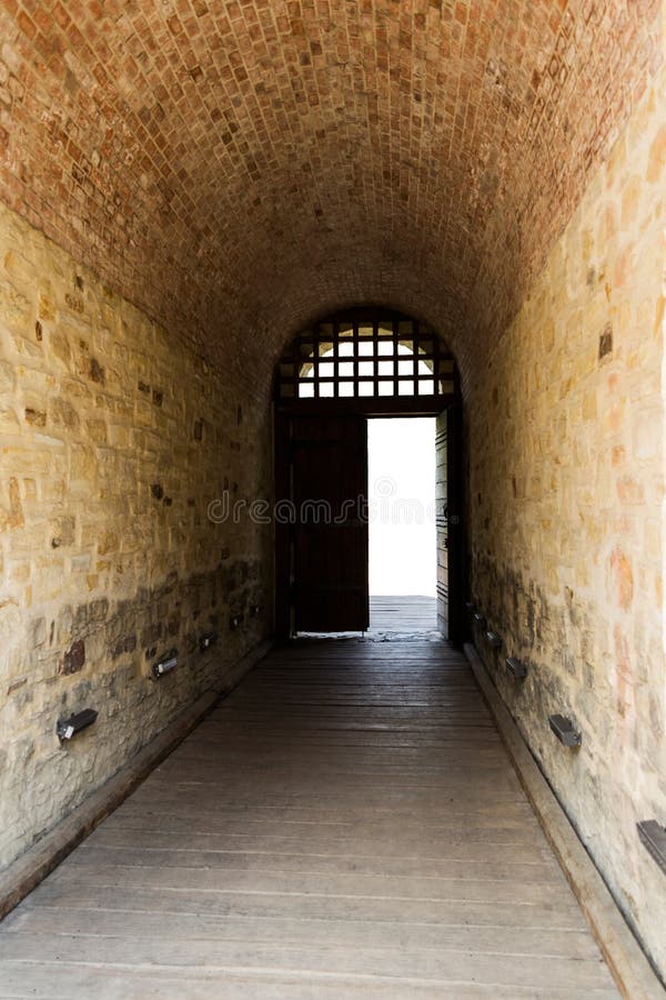 Empty Corridor with the Door Open at the End Stock Image - Image of ...