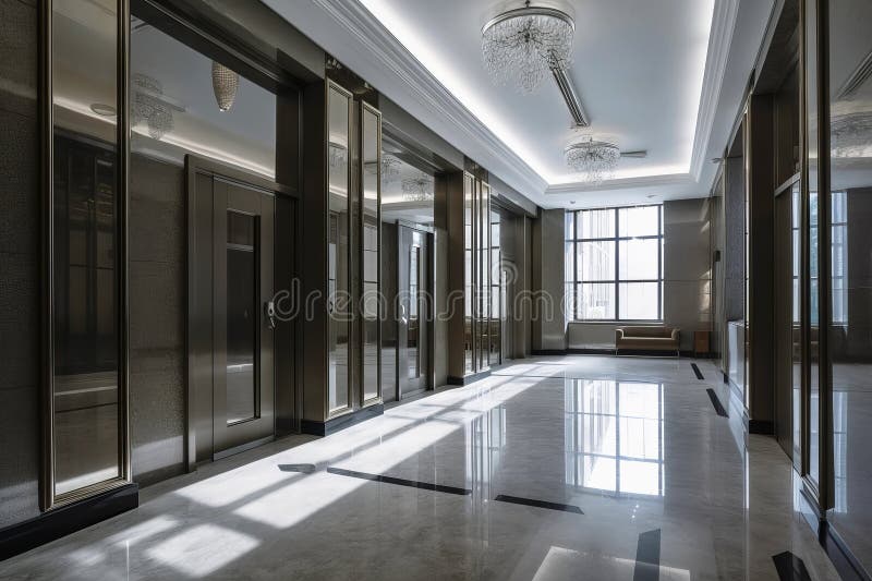 Empty Corridor in Modern Building Interior. Generative AI Illustration ...