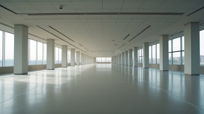 Empty Corridor in the Modern Office Building Stock Illustration ...