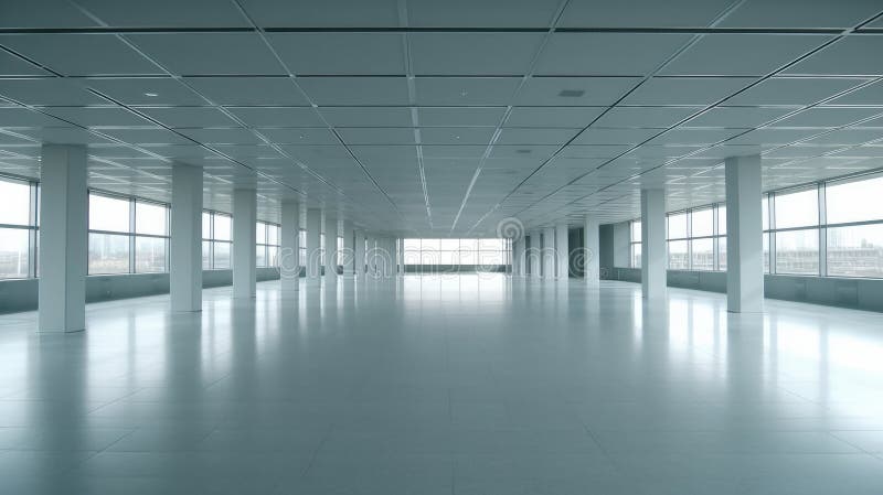 Empty Corridor in the Modern Office Building Stock Illustration ...