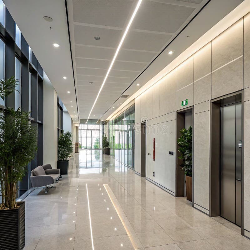 Empty Corridor in the Modern Office Building Stock Image - Image of ...