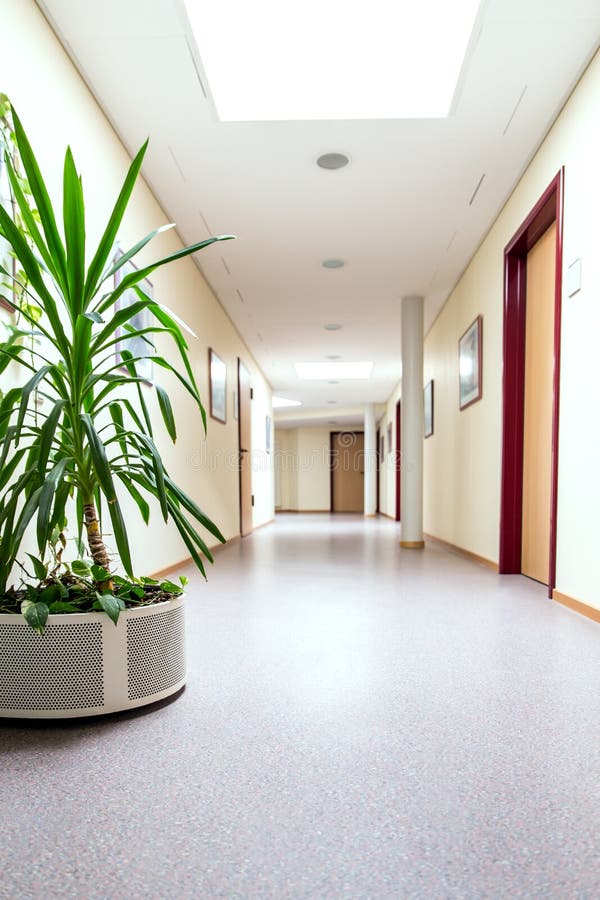 Empty Corridor in a Nursing Home or Hospital Stock Photo - Image of ...