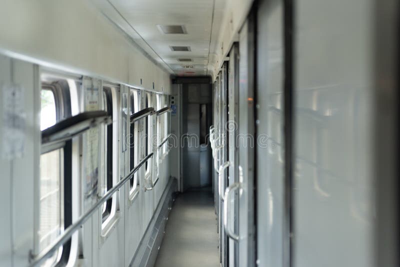Empty Corridor in the Sleeping Car of Train. Rail Travel Stock Photo ...