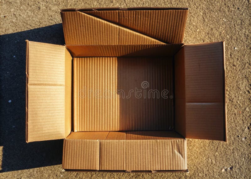 Empty Corrugated Cardboard Box a Detailed FlatLay Photography Study of ...