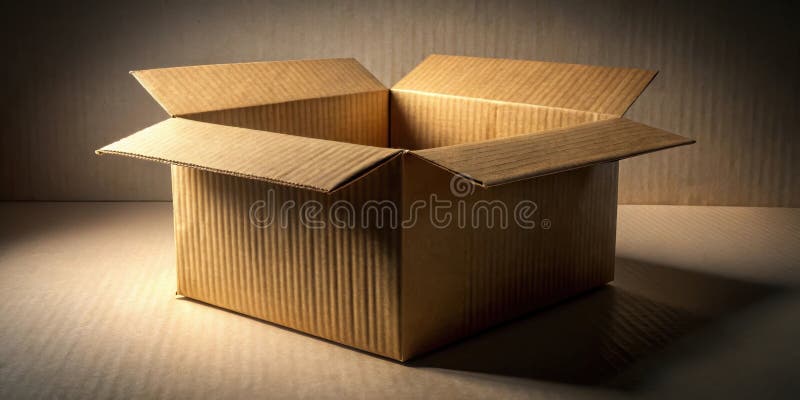 Empty Corrugated Cardboard Box Open on a Surface. Generative AI Stock ...