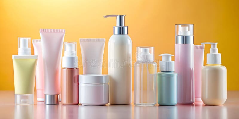 Empty Cosmetic Cream or Lotion Plastic Bottles without Labels on a ...