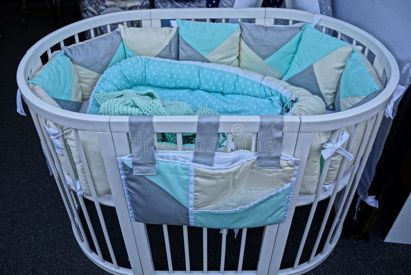 Empty Cot with Blankets and Blankets Stock Photo - Image of childhood ...