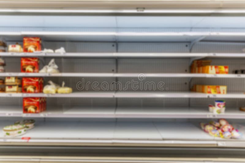Empty Counters with Cakes and Sweets in a Supermarket. Space for Text ...