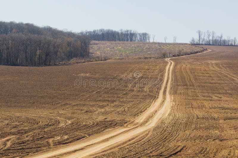 Empty Countryside Road through Fields with Ground Stock Image - Image ...