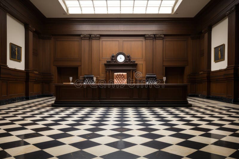 Empty Court Hall. Lawyer and Judge Concept Stock Illustration ...