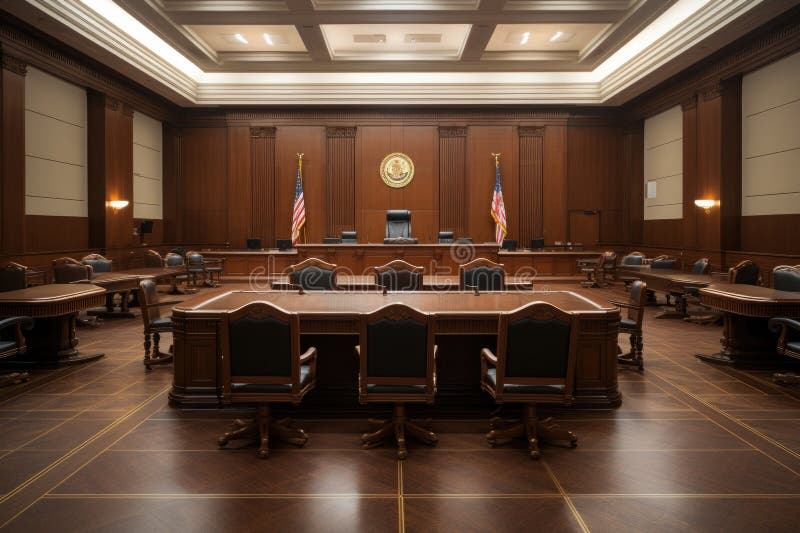 Empty Court Hall. Lawyer and Judge Concept Stock Illustration ...