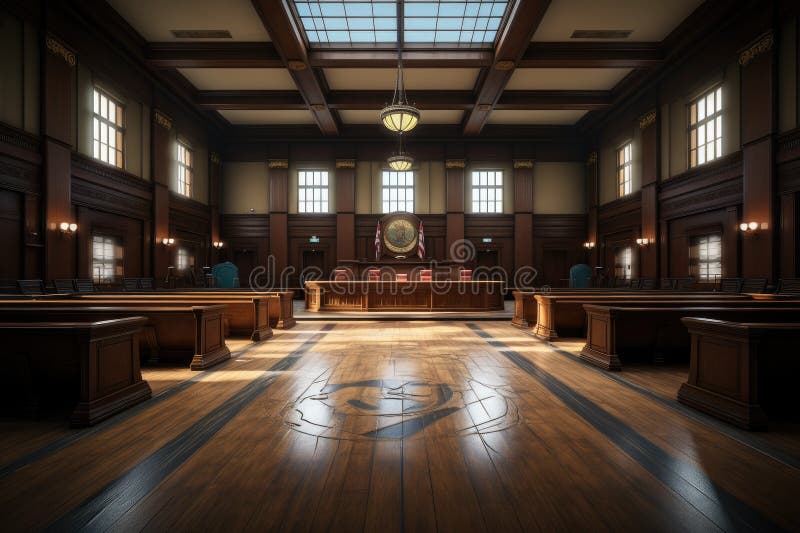 Empty Court Hall. Lawyer and Judge Concept Stock Illustration ...