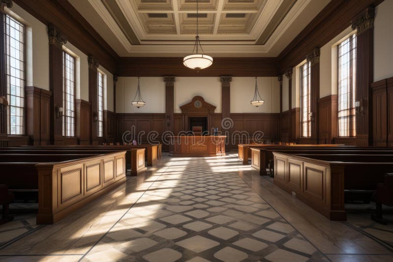 Empty Court Hall. Lawyer and Judge Concept Stock Illustration ...