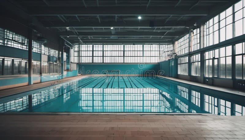 Empty Covered Swimming Pool. Stock Illustration - Illustration of sport ...
