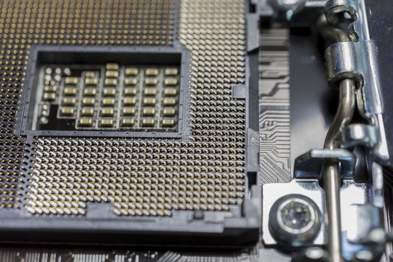 Empty Cpu Processor Socket On Motherboard Close Up Macro Stock Image Image Of Connection