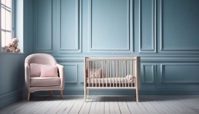 An Empty Cradle in an Elegant Room, Generative Ai Stock Illustration ...