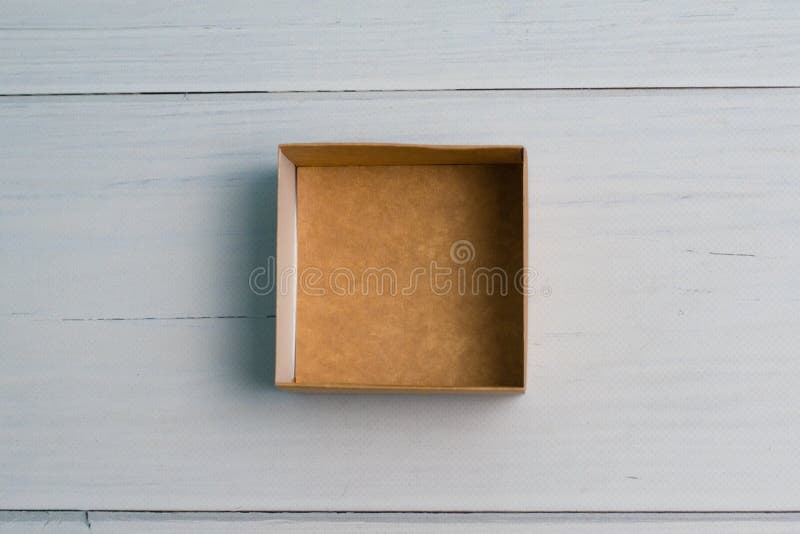 Empty Craft Box on a Light Background. Wooden Background with Copy ...