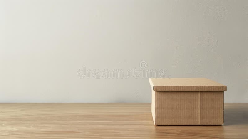 An Empty Craft Box Rests on a Wooden Table, Set Against a Plain White ...