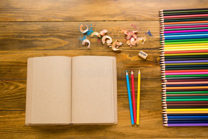 Empty Craft Note and Crayons on Wood Stock Photo - Image of craft ...