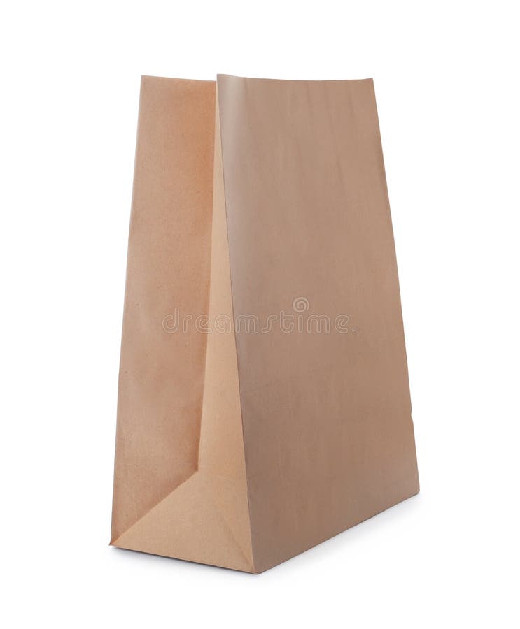 Empty Craft Paper Bag on White. Mockup for Design Stock Photo - Image ...