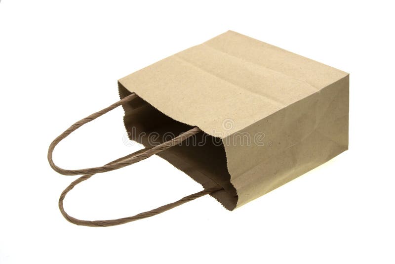 Empty Craft Paper Bag Isolated on White Stock Photo - Image of paper ...