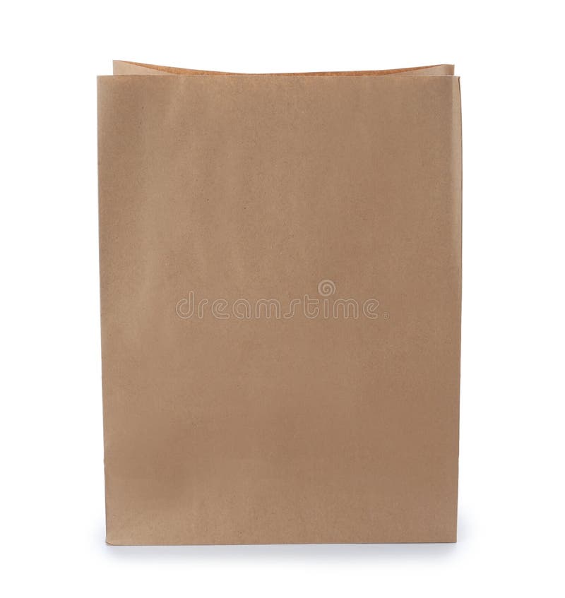 Empty Craft Paper Bag on White. Mockup for Design Stock Photo - Image ...
