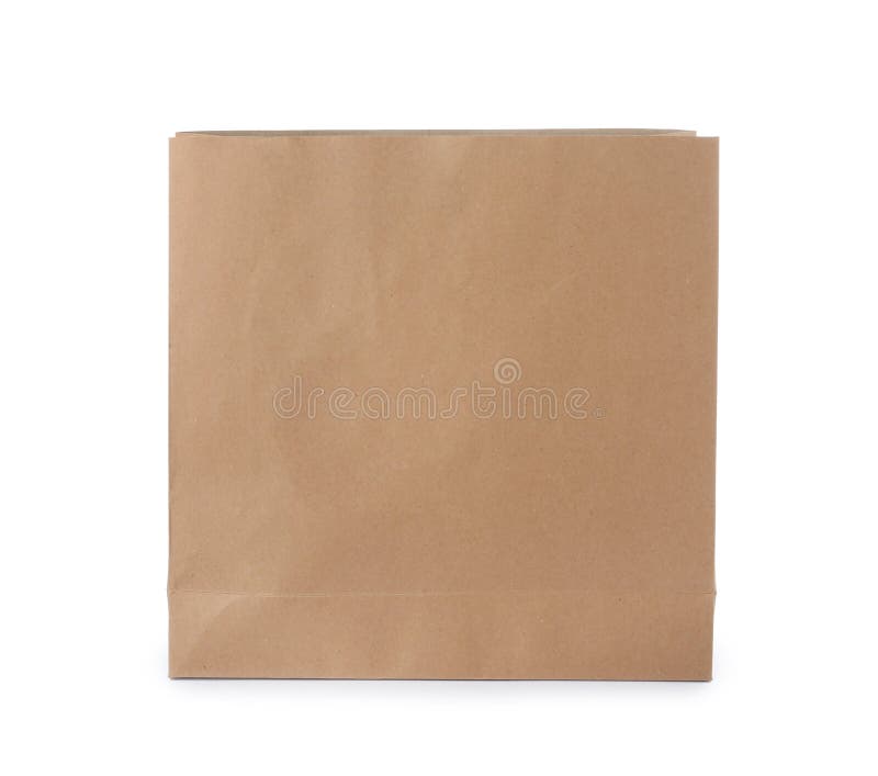 Empty Craft Paper Bag Isolated. Mockup for Design Stock Image - Image ...