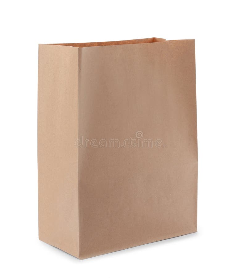 Empty Craft Paper Bag on White. Mockup for Design Stock Image - Image ...
