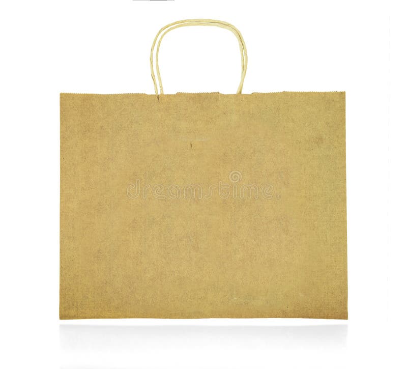 Empty Craft Paper Shopping Grocery Bag with Handles, Isolated Stock ...