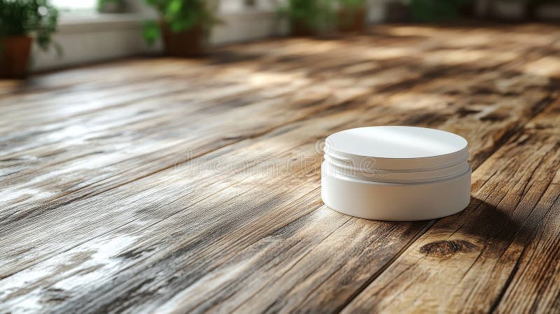 Empty Cream Jar on Wooden Table (3 Stock Illustration - Illustration of ...