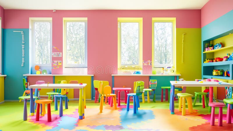 Empty Creative Classroom of a Daycare Center. Generative Ai Stock ...