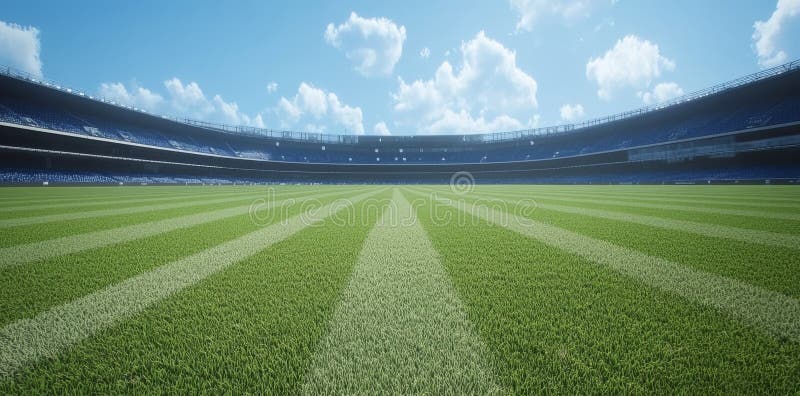 An Empty Cricket Arena with Circular, Open Stands, a Green Pitch, and ...