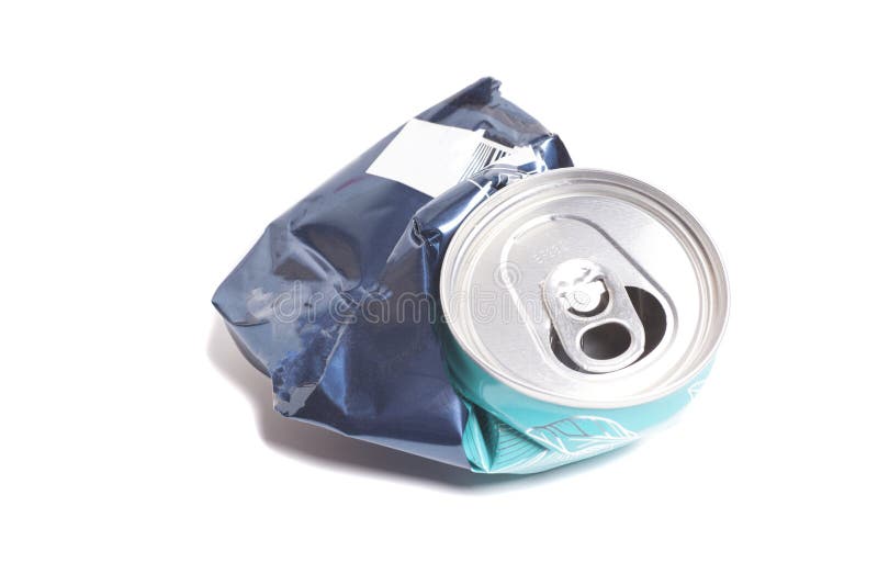 Empty Crumpled Can from Energy Drink or Beer Stock Photo - Image of ...