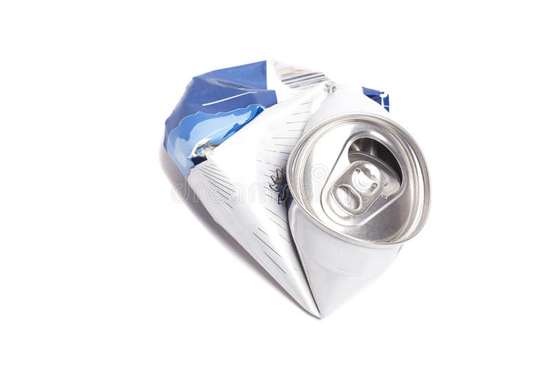 Empty Crumpled Can from Energy Drink or Beer Stock Photo - Image of ...