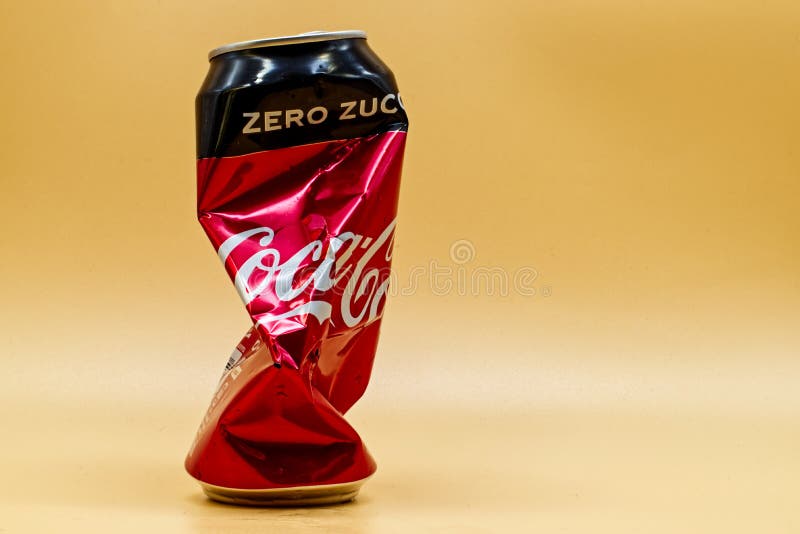 Empty and Crushed Coca Cola Can Editorial Photography - Image of bubble ...