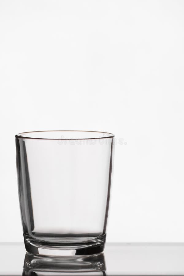 Empty Crystal Glass with Reflection on White Isolated Background with ...