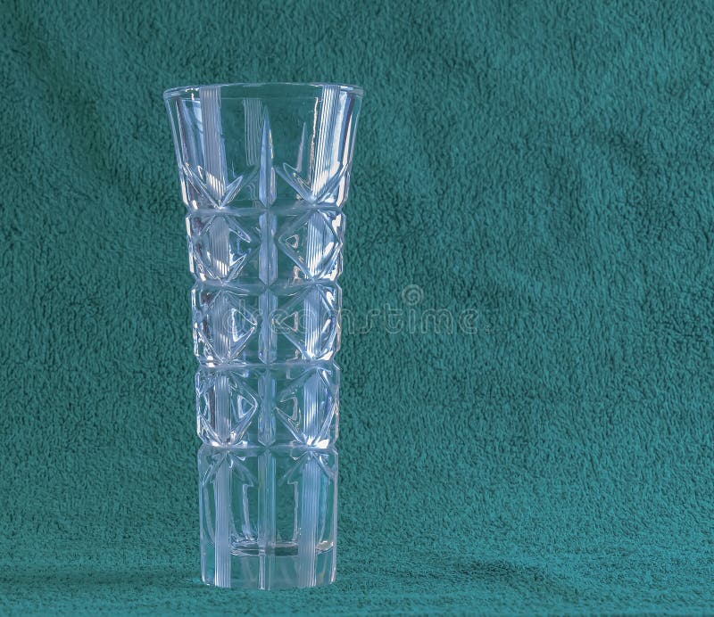 Empty Crystal Vase on Green Background. the Vase Was Made in the Mid ...