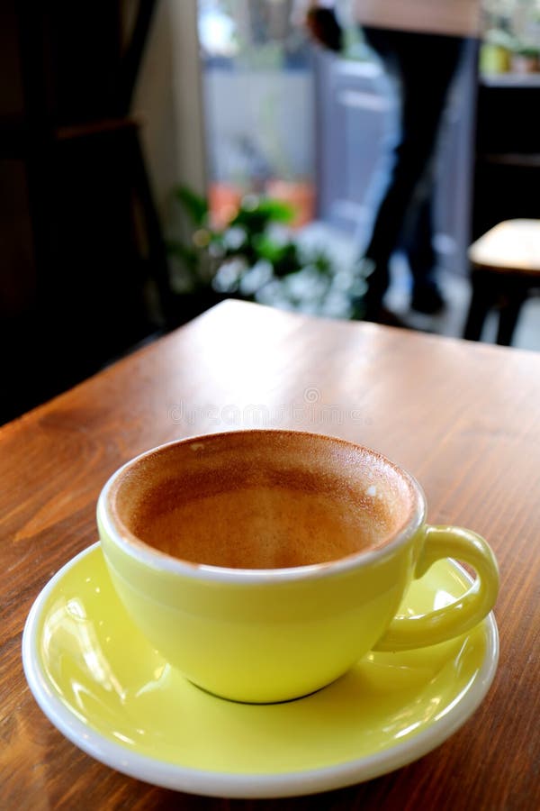 Empty Cup of Finished Drinking Coffee Isolated on Tree Stump Table with ...