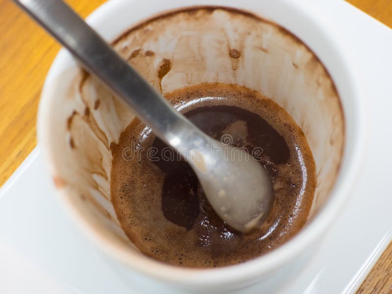 Empty Cup of Hot Cocoa Cup on Wood Table, Hot Chocolate Milk. Stock ...
