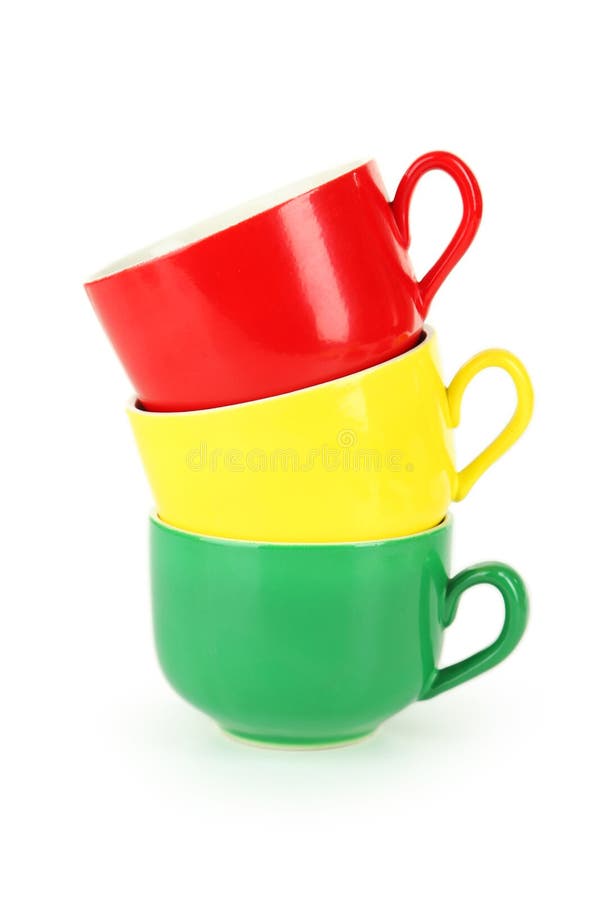 Empty Cups Isolated on White. Stock Photo - Image of brightly ...