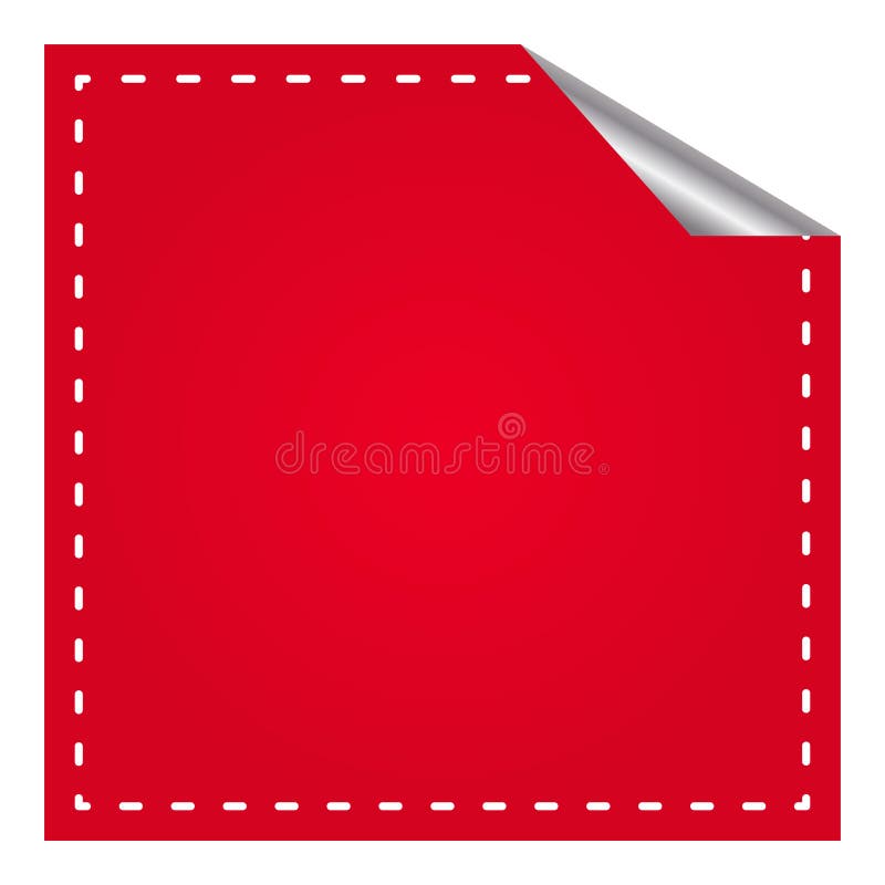 Empty Curl Square Sticker or Label Element in Red Stock Illustration ...