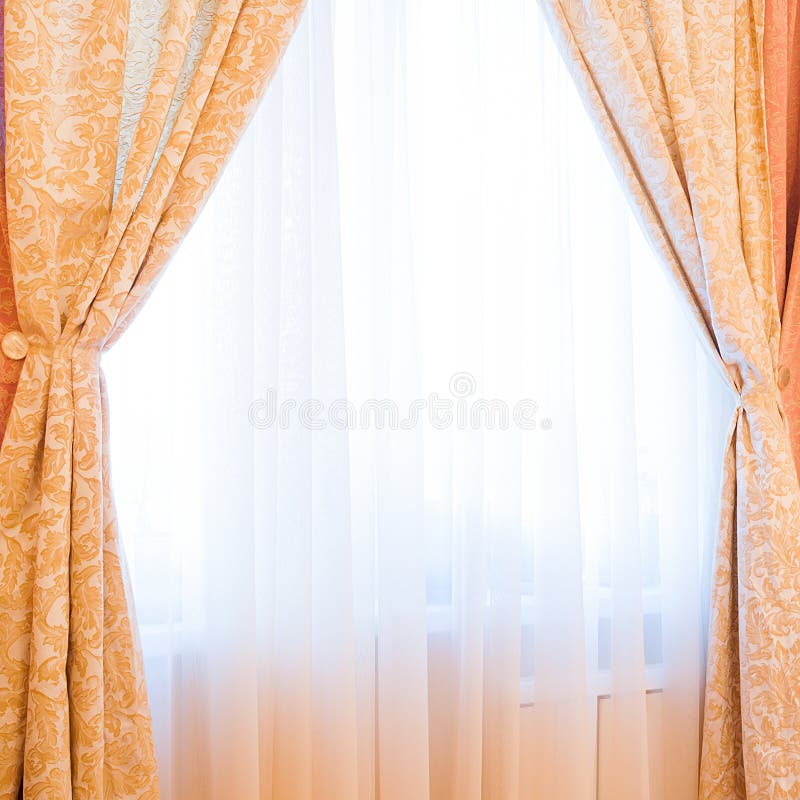 Empty Curtain Interior Decoration in Living Room Stock Photo - Image of ...