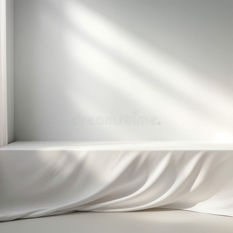 Empty Curtains Window on White Background. Mock Up Product Display ...