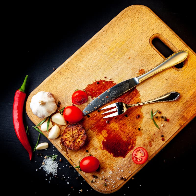 Empty Cutting Board after Eaten Steak Stock Image - Image of mess, food ...