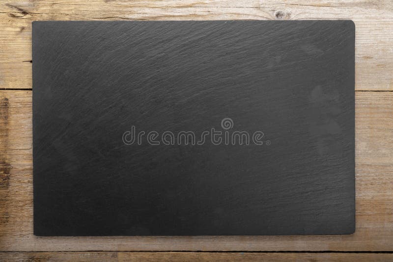 Empty Cutting Slate Board on Planks Food Background Concept Stock Photo ...