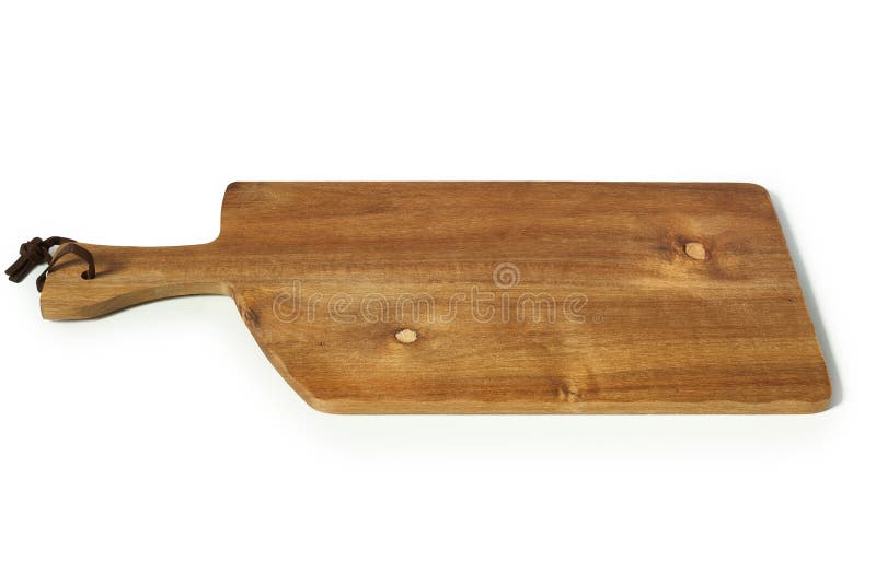 Empty Cutting Wooden Board Isolated on White Background Side View Stock ...