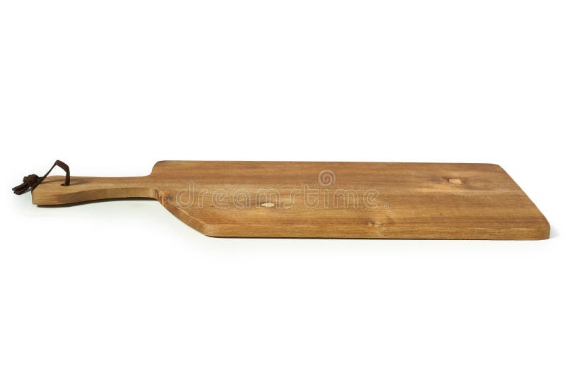 Empty Cutting Wooden Board Isolated on White Background Side View Stock ...