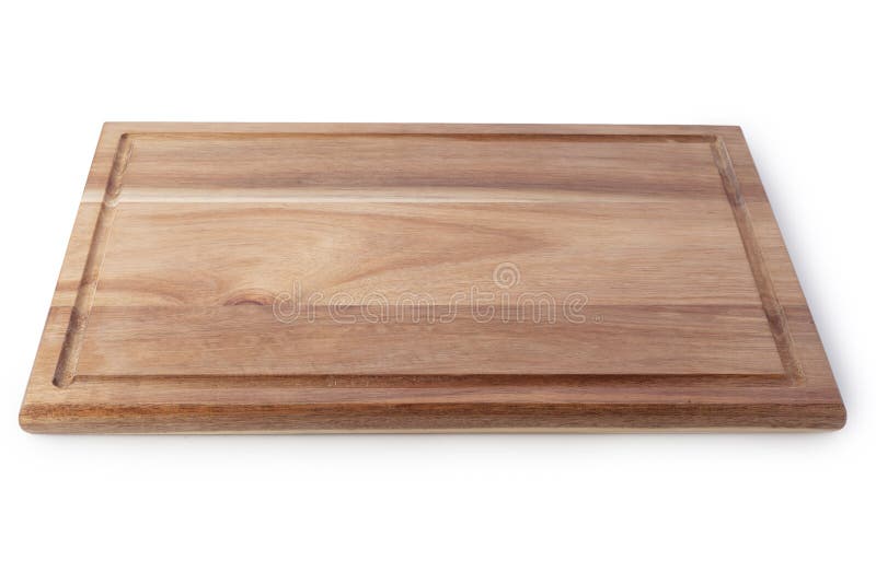 Empty Cutting Wooden Board Isolated on White Background Side View Stock ...
